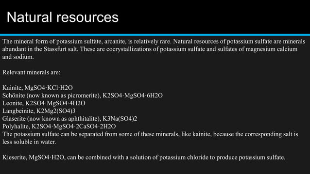 Potassium sulfate k2 so4 | PPTX | Commodities | Economy