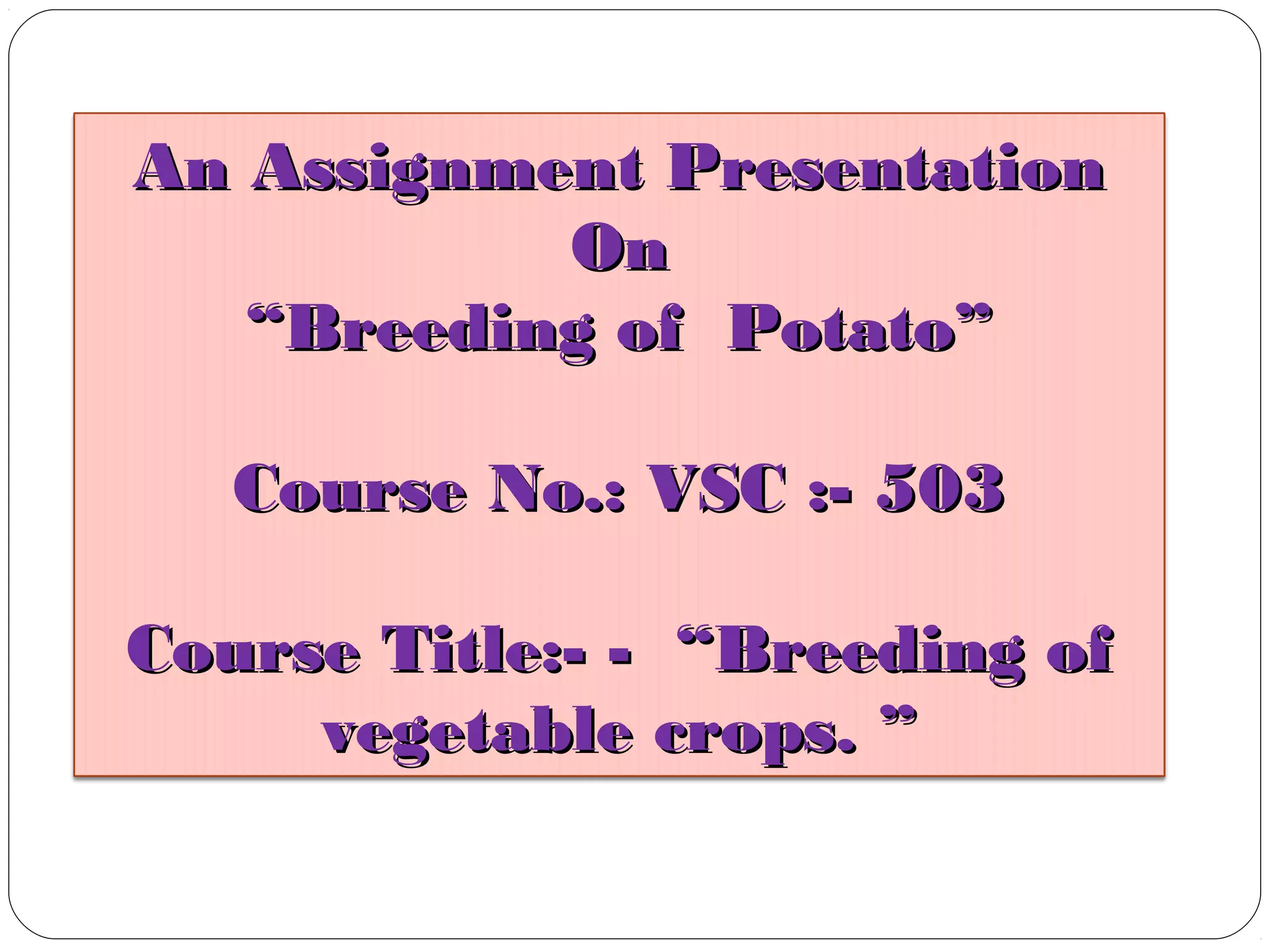 Potato breeding | PPT