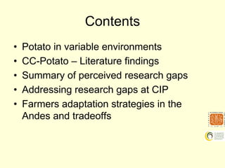 Challenges to sustainable potato production in a changing climate: A ...