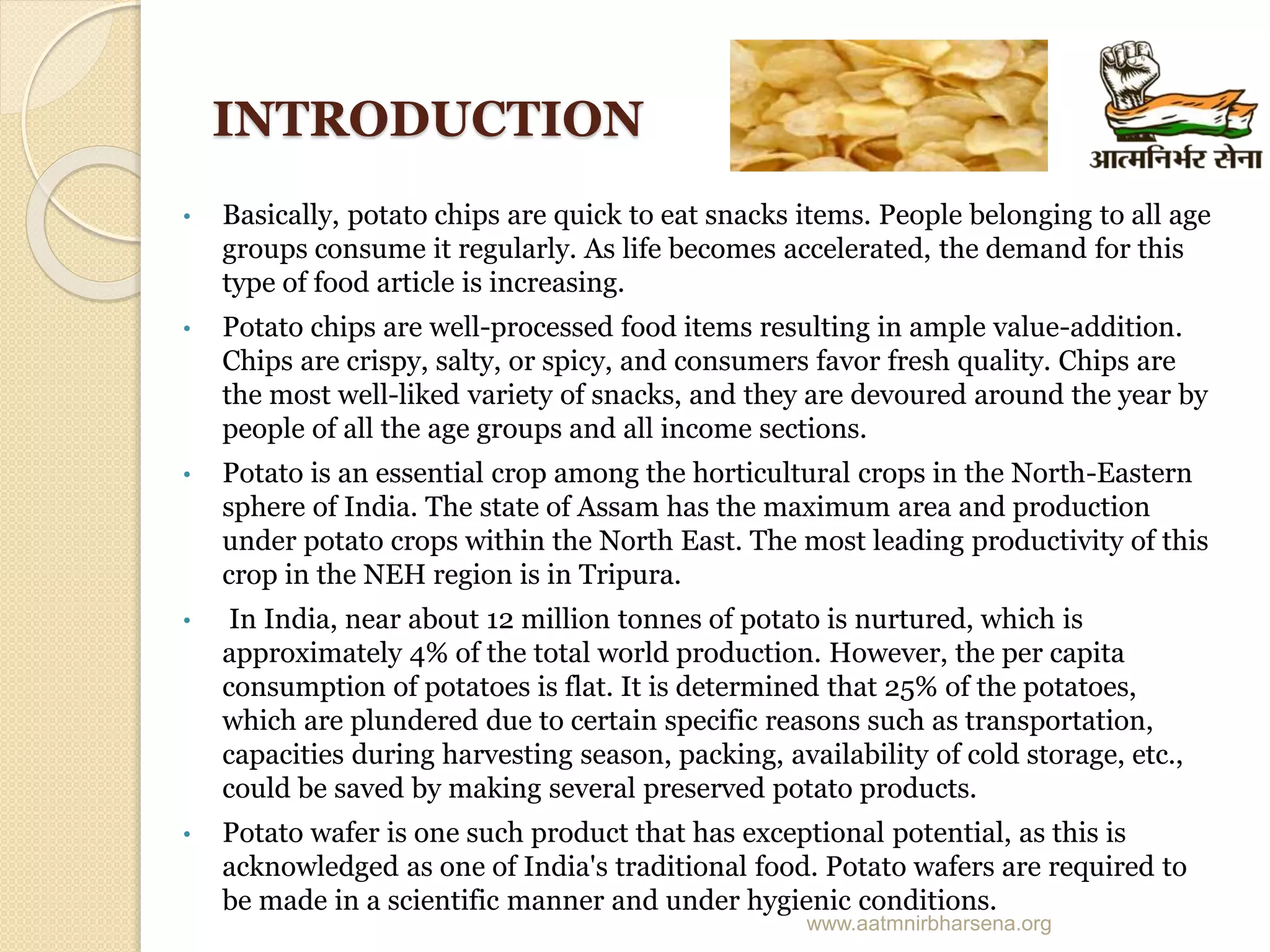 Potato chips making business plan | Aatmnirbhar Sena | PPTX