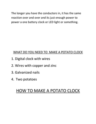 Potatoclock experiment.docx | Chemistry | Science