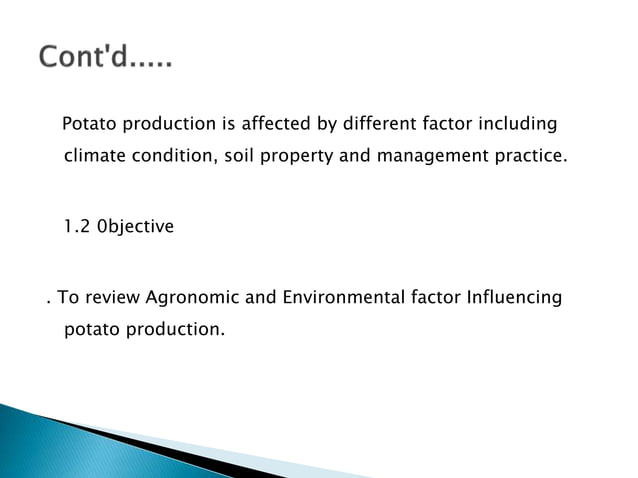 potato productiona nd factors affecting its productivity | PPT
