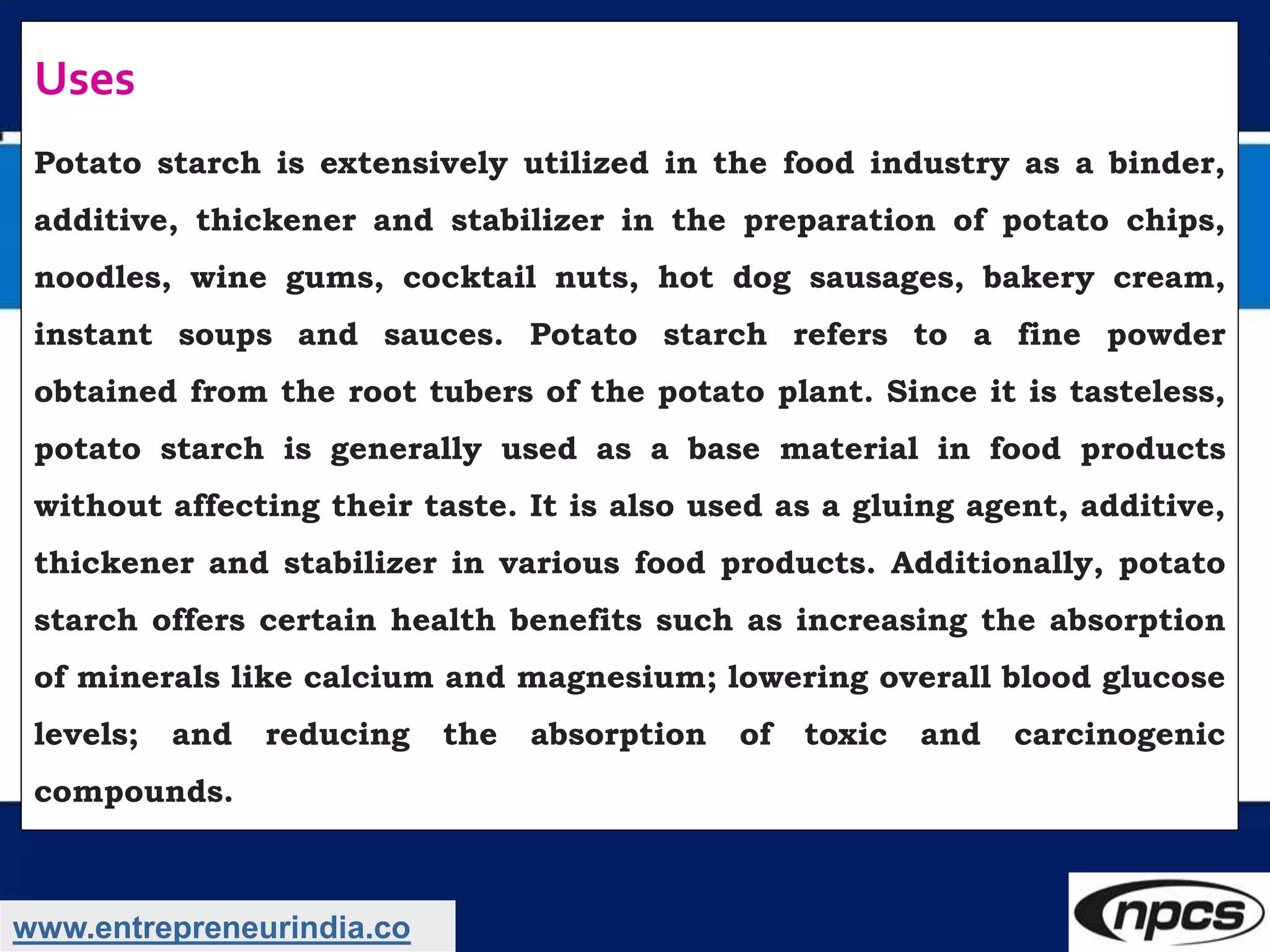 Potato Starch Production | PPTX