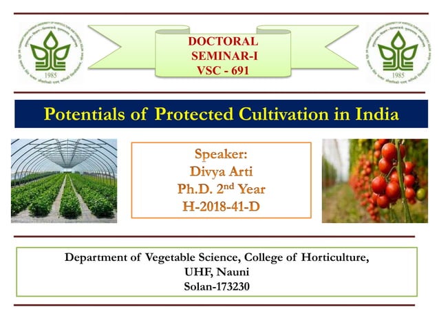 Potenatials of protected cultivation in india | PPT