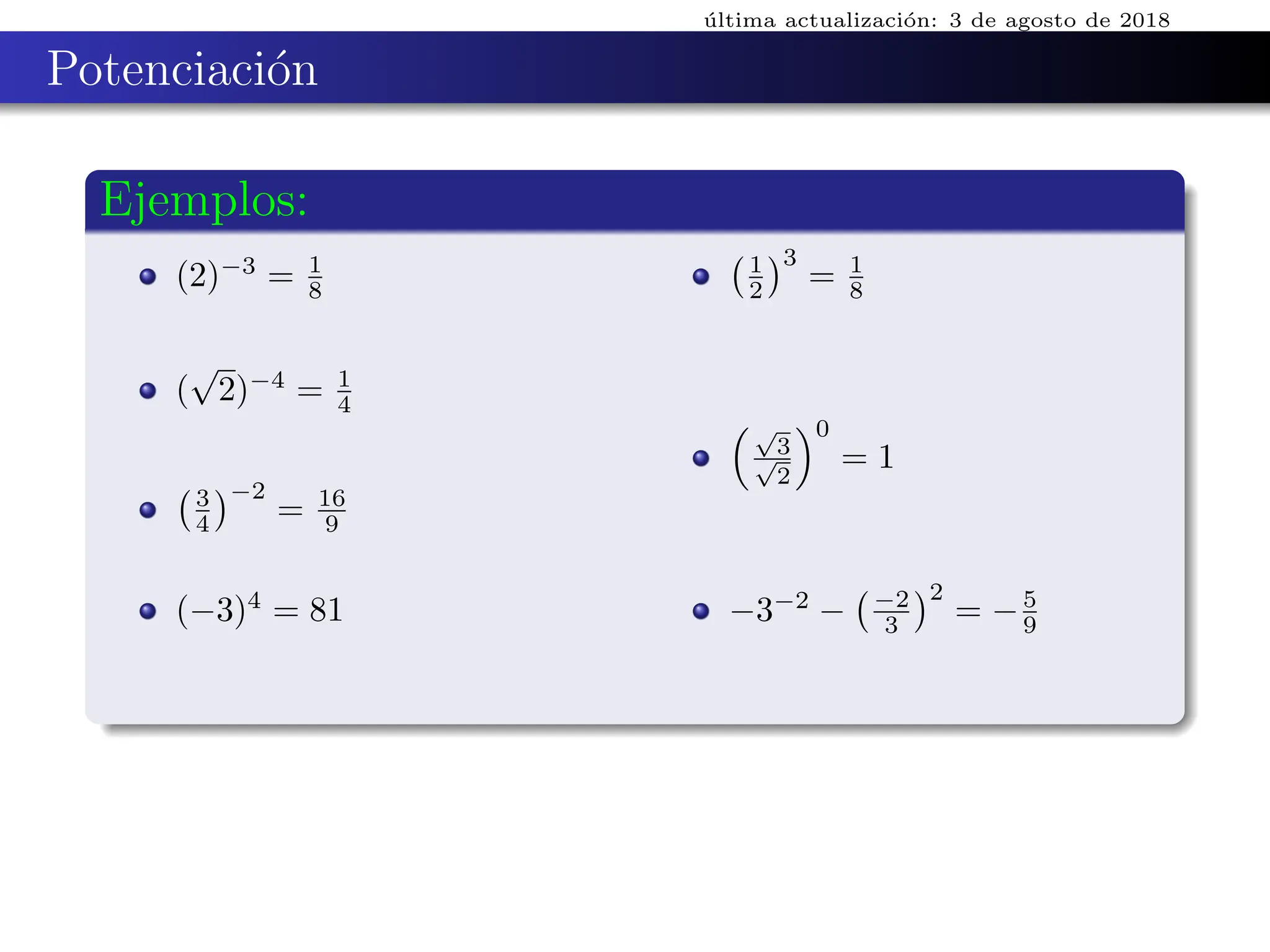 Propiedades de la potenciación y radicación de números reales | PPT