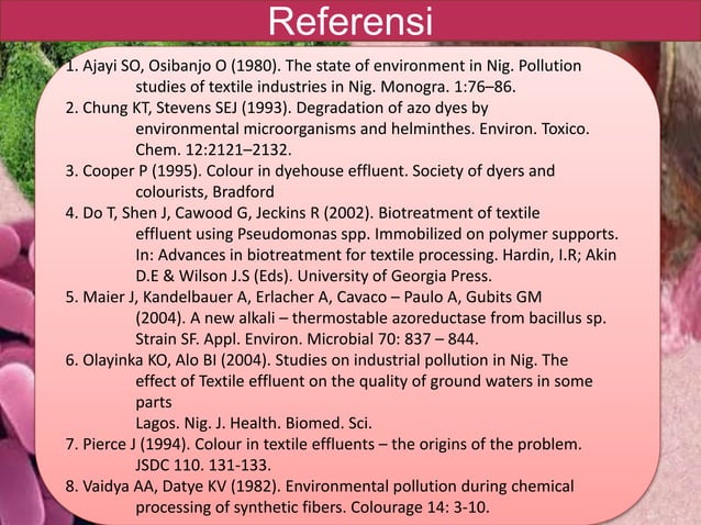 Potensi biodegradasi limbah cair tekstil | PPTX
