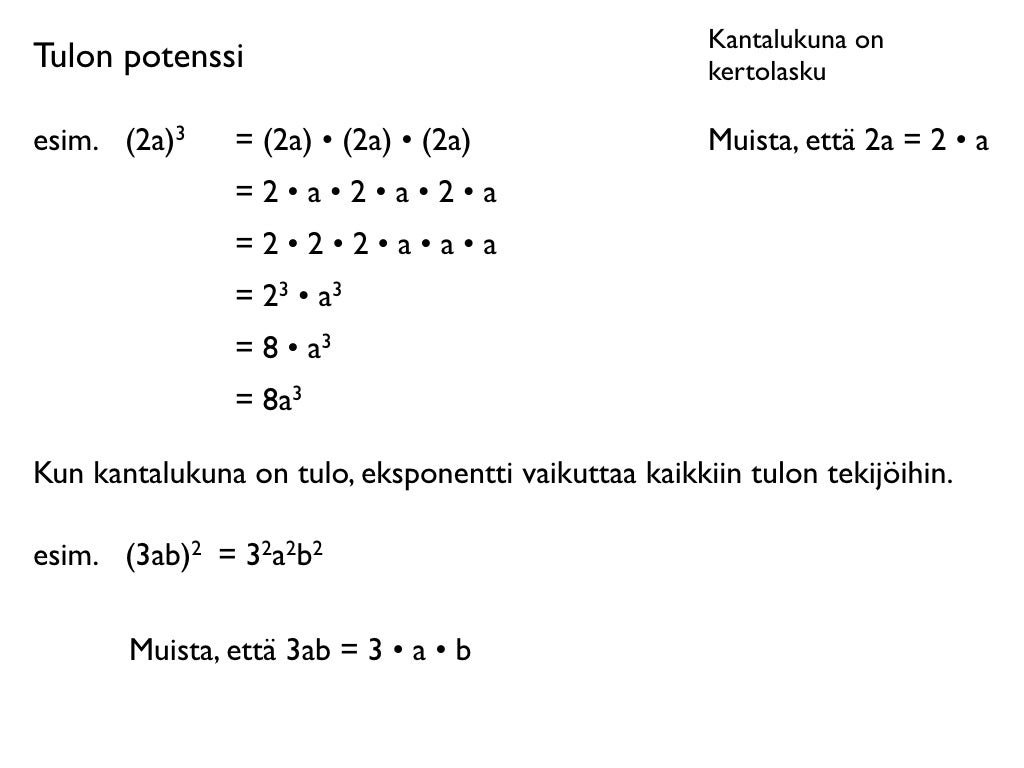Potenssien laskusäännöt