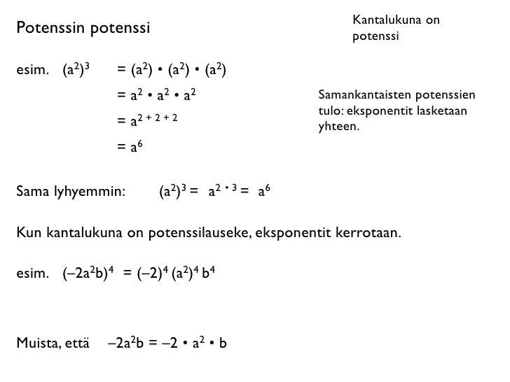 Potenssien laskusäännöt