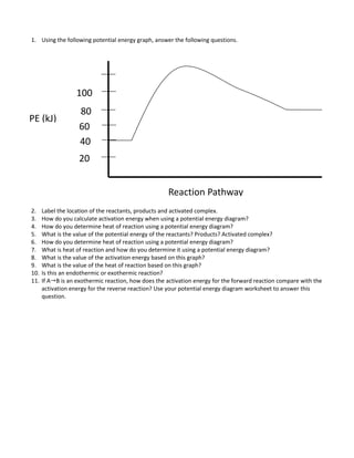 Potential energy diagram worksheet 1 | PDF