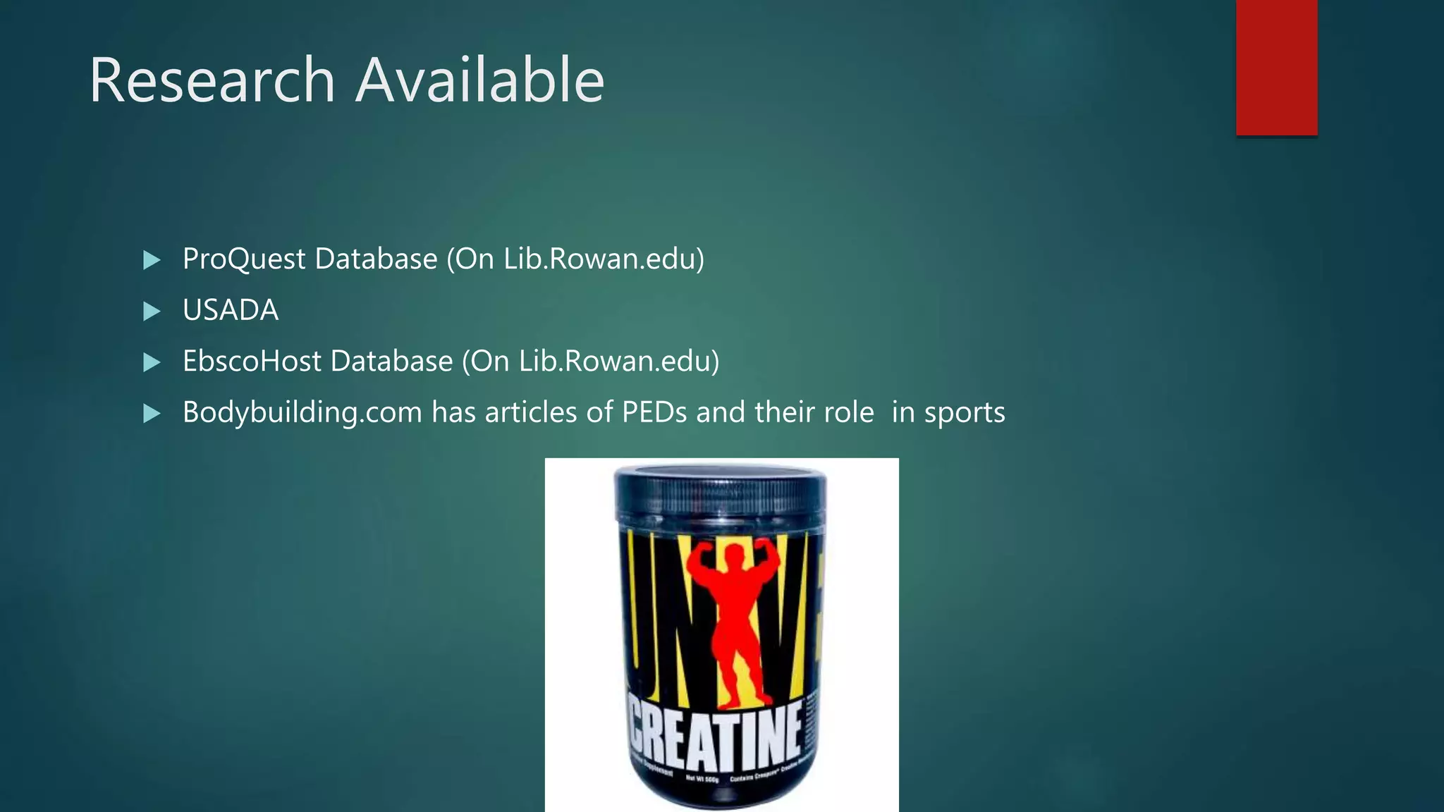 Potential issues presentations on PEDs in sports & competition | PPT