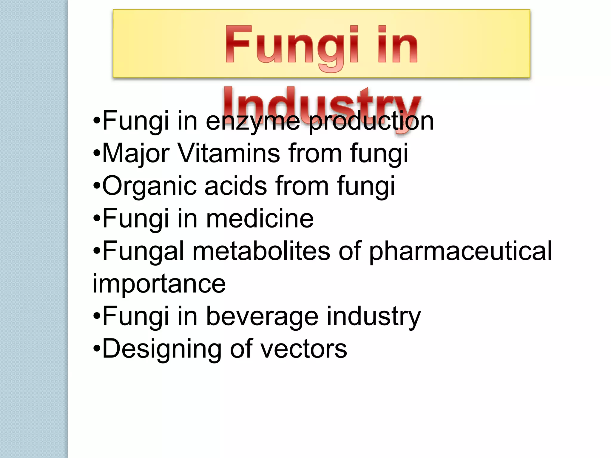 Potential application of fungi in industry final | PPTX