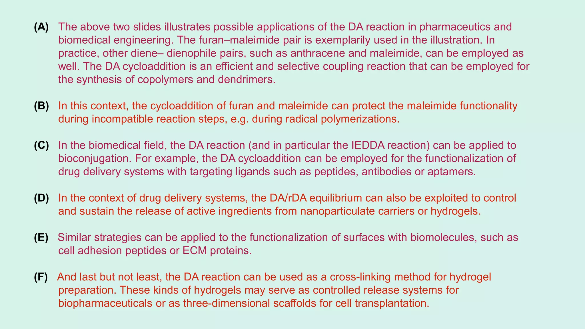 Potential applications of Diel's Alder reaction.pptx