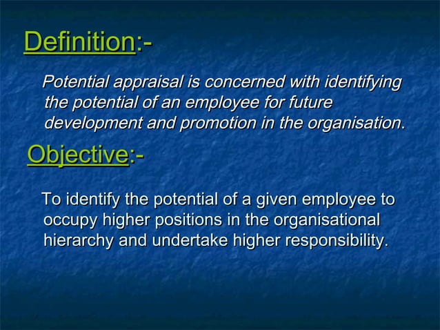 Potential appraisal | PPT | Free Download