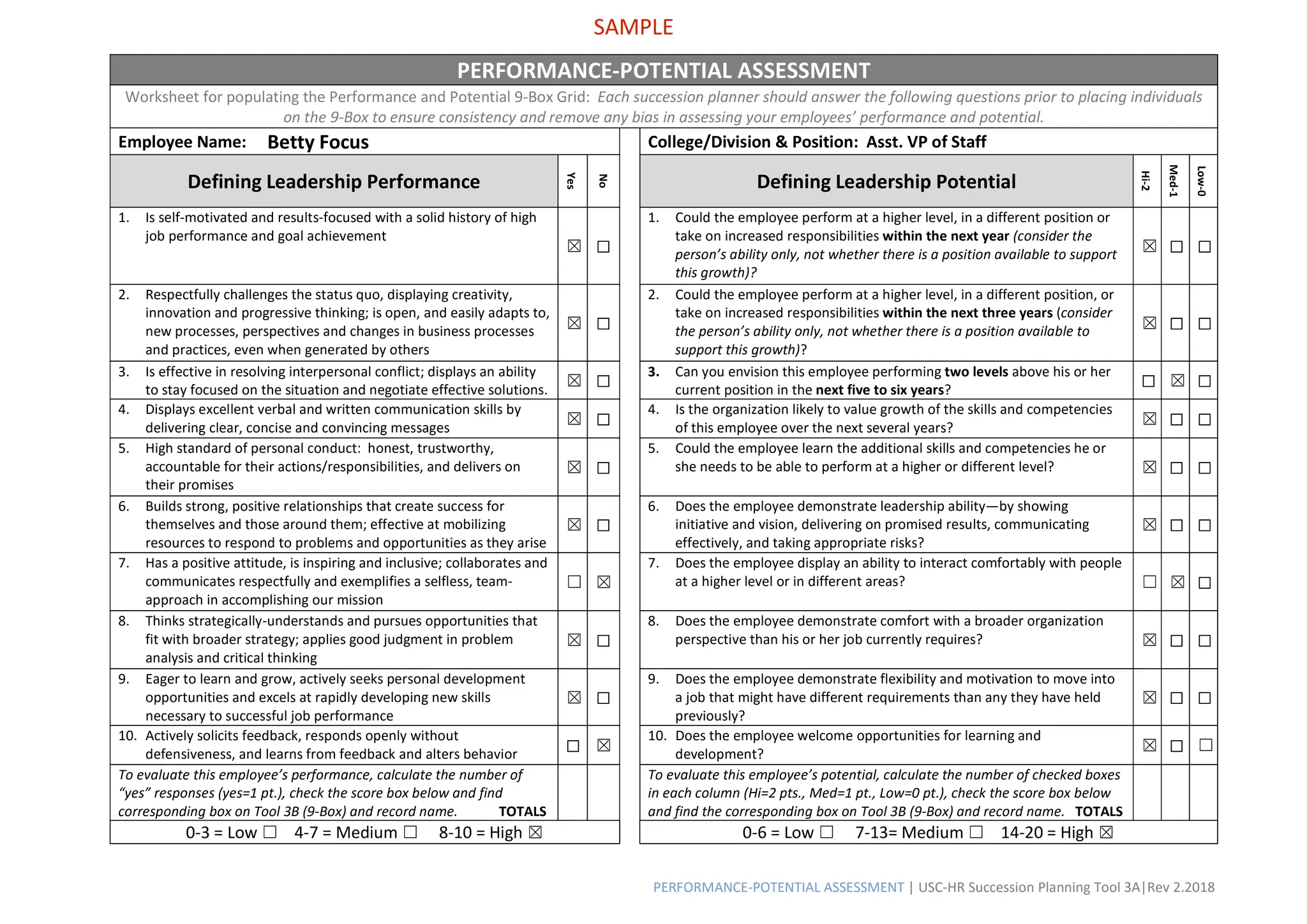 Potential assessment nine box model tool | PPT