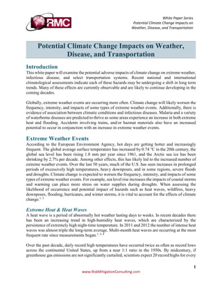 Potential climate change impacts on weather, disease, and ...