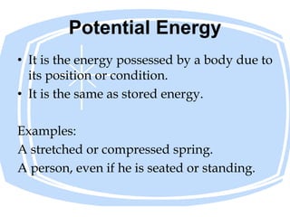 Potential Energy Examples