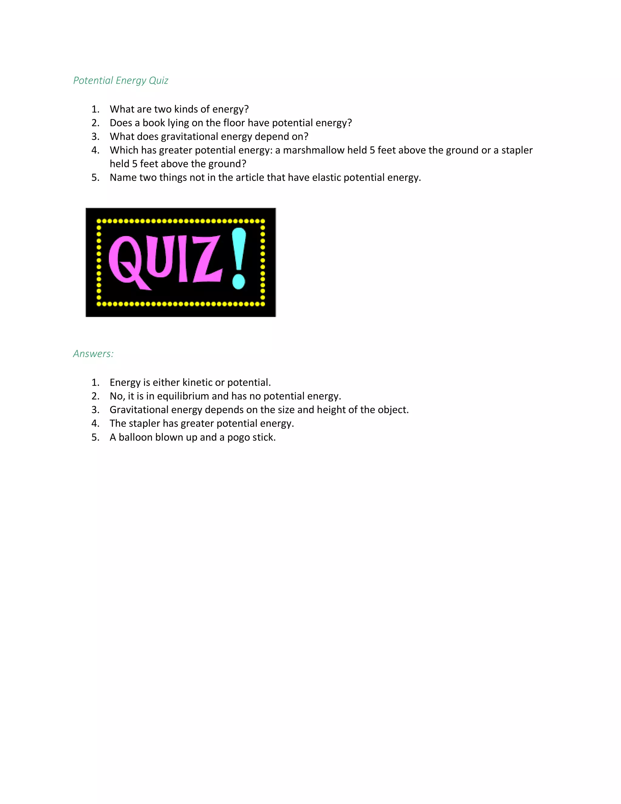 Potential energy | PDF