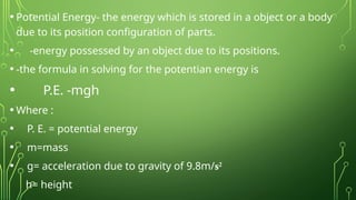 POTENTIAL ENERGY LESSON.pptx Grade 8 Science | PPTX