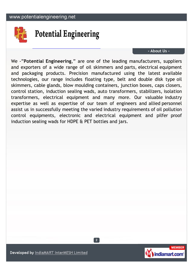 Potential Engineering, Mumbai, electrical products | PDF