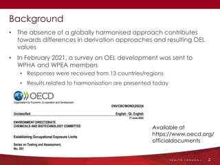 Potential for harmonisation results from the OEL report Michelle Deveau Health Canada.pdf | Free ...