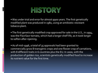 Potential impact of transgenic crops(GMOs) on biodiversity | PPTX