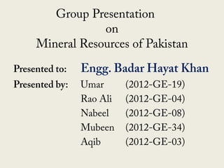 Potential mineral resources of pakistan | PDF