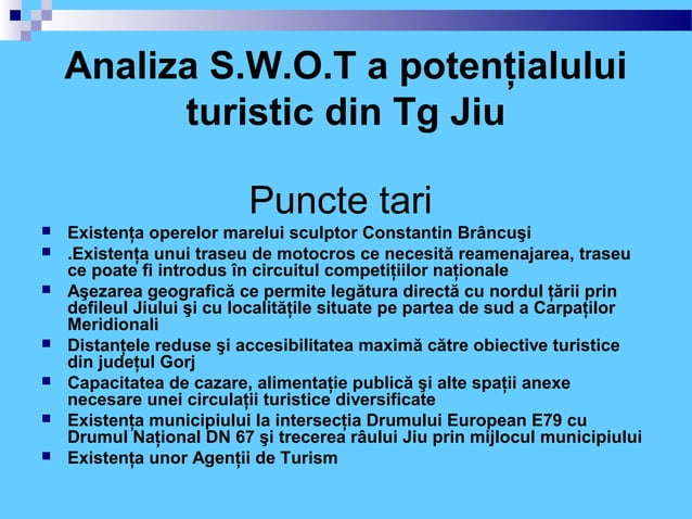 Potential turistic al orasului tg jiu gorj | PPT | Free Download