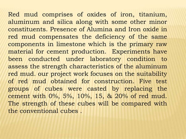 Potential use of natural red mud as partial replacement with cement in ...