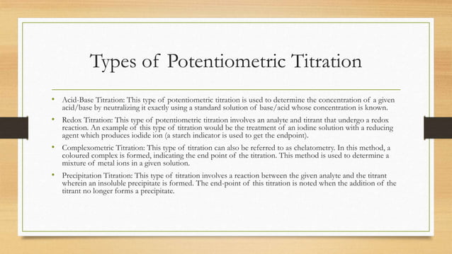 potentiometric titration ^.pptx | Chemistry | Science