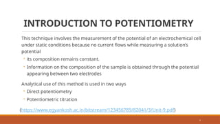 Potentiometry in Instrumental Analytical Chemistry | PPTX