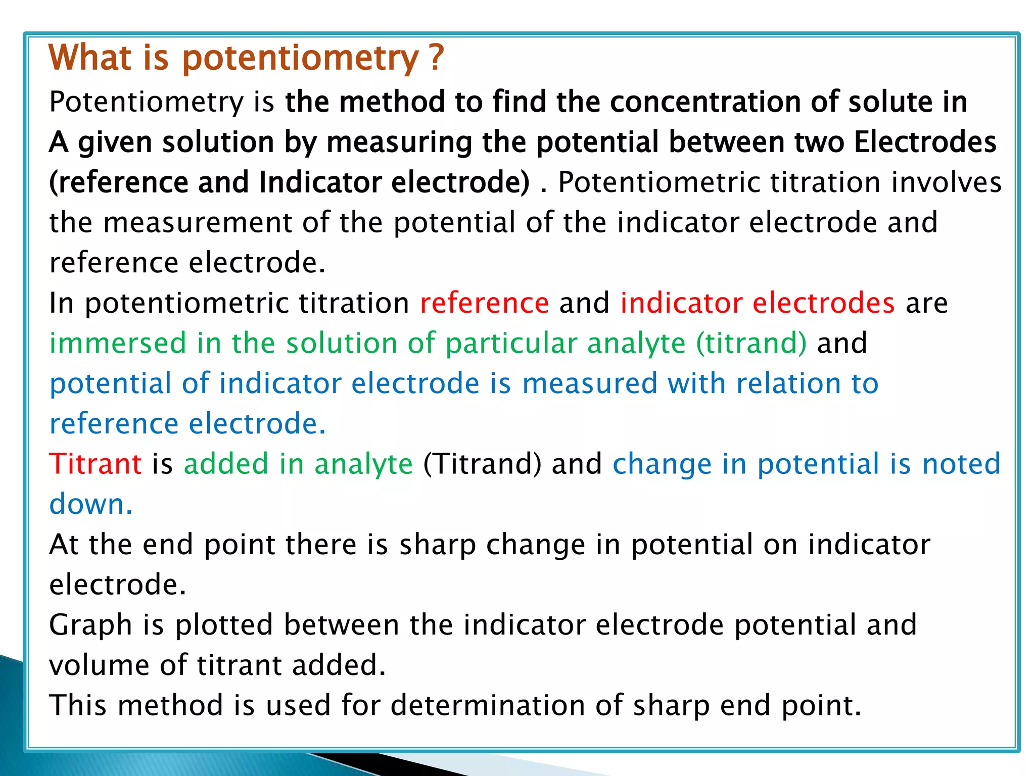 Potentiometry Electrochemical Cell Construction And Working Of