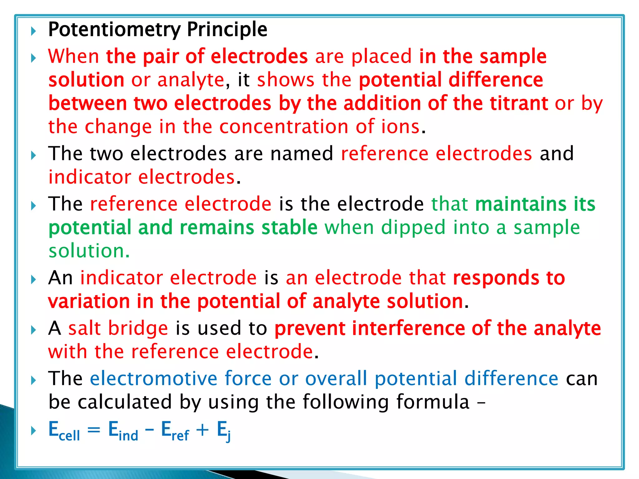 Potentiometry Electrochemical Cell Construction And Working Of