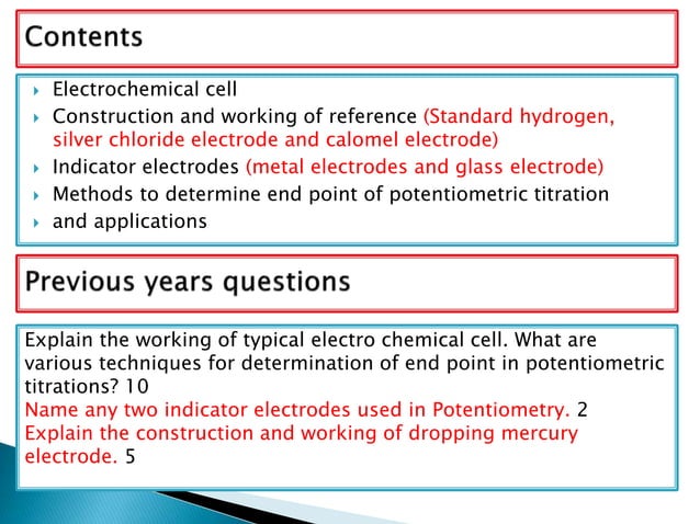 Potentiometry, Electrochemical cell, construction and working of ...