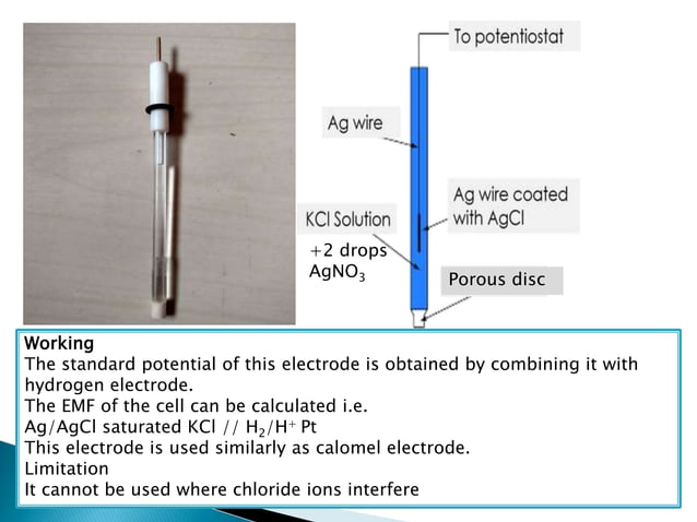 Potentiometry, Electrochemical cell, construction and working of indicator and reference ...
