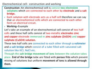 Potentiometry, Electrochemical cell, construction and working of ...
