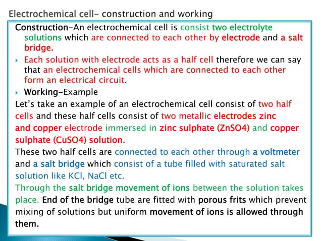 Potentiometry, Electrochemical cell, construction and working of ...