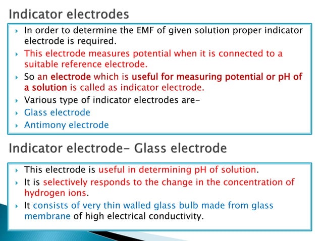 Potentiometry Electrochemical Cell Construction And Working Of Indicator And Reference