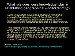 Thinking about core knowledge in primary geography | PPT