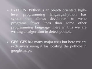 Pothole detection | PPTX