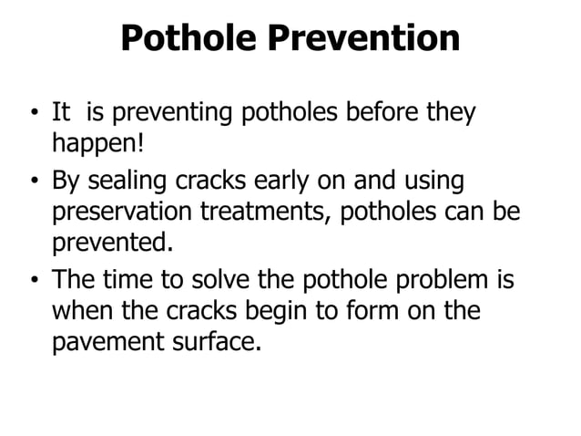 Pothole prevention | PPTX