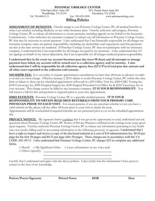 Potomac urology center patient registration form | PDF