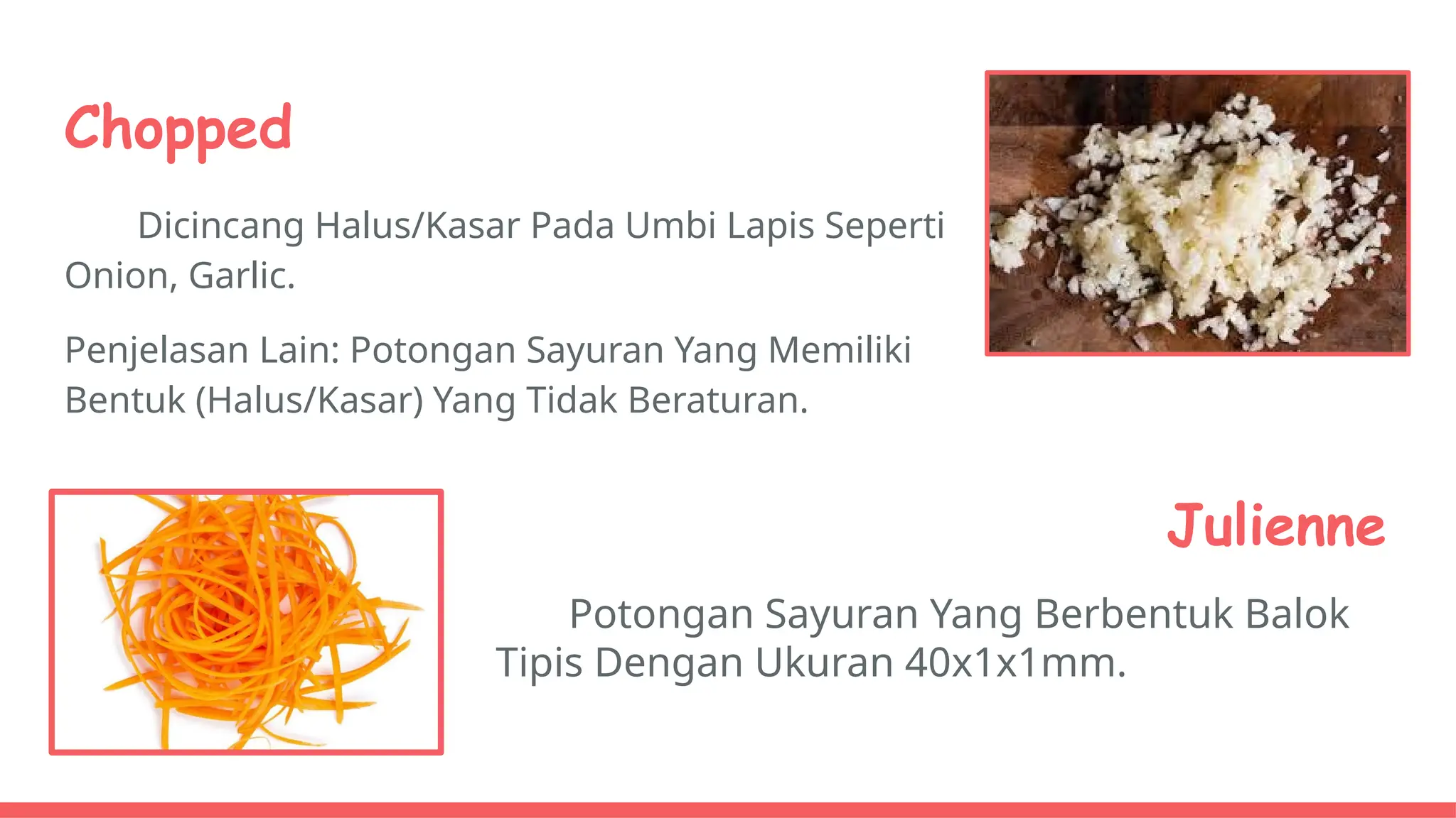 Potongan Sayuran, fungsi, alat yg digunakan, jenis potongan sayuran | PPTX