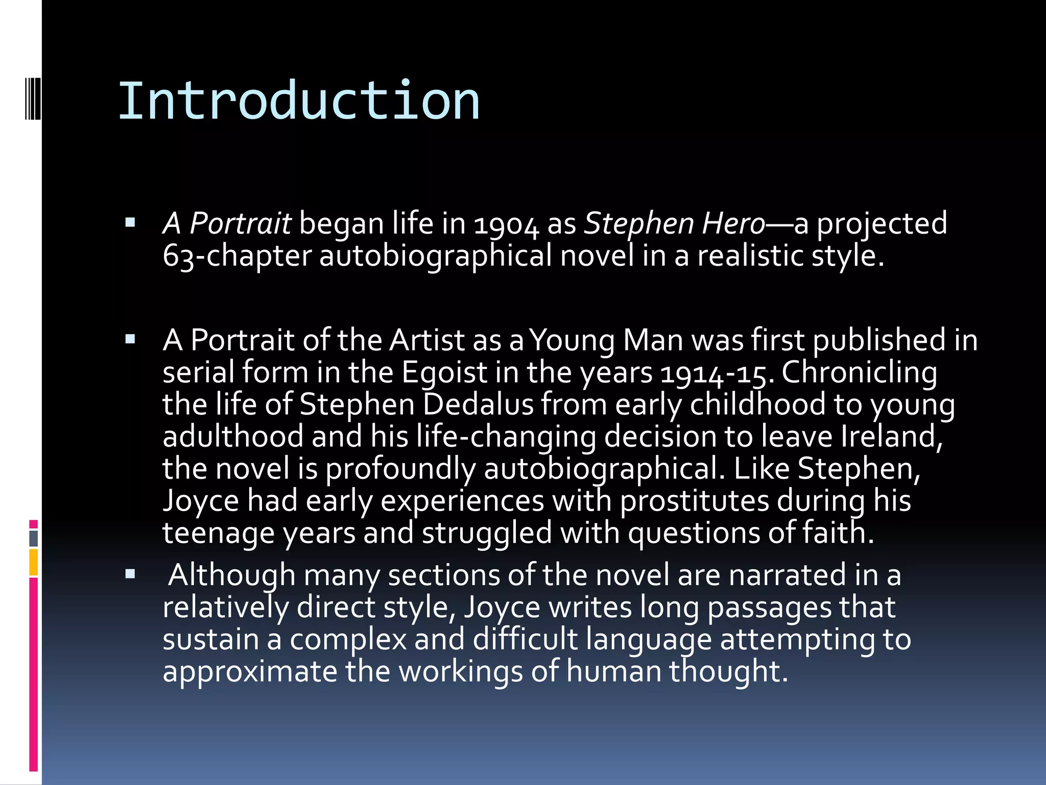 Potrait of an artist as a young man | PPTX