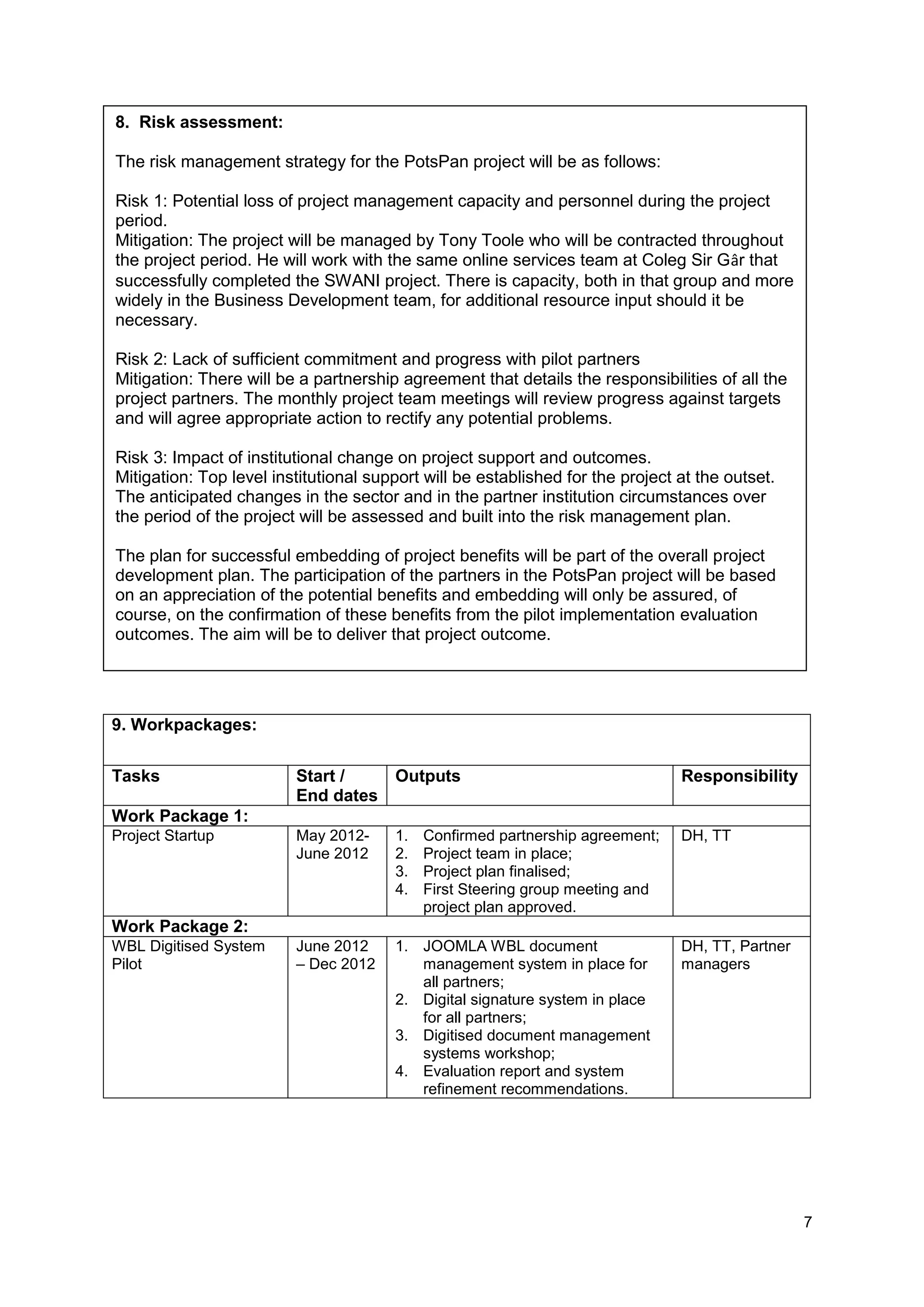 Pots pan project plan v1 | DOCX