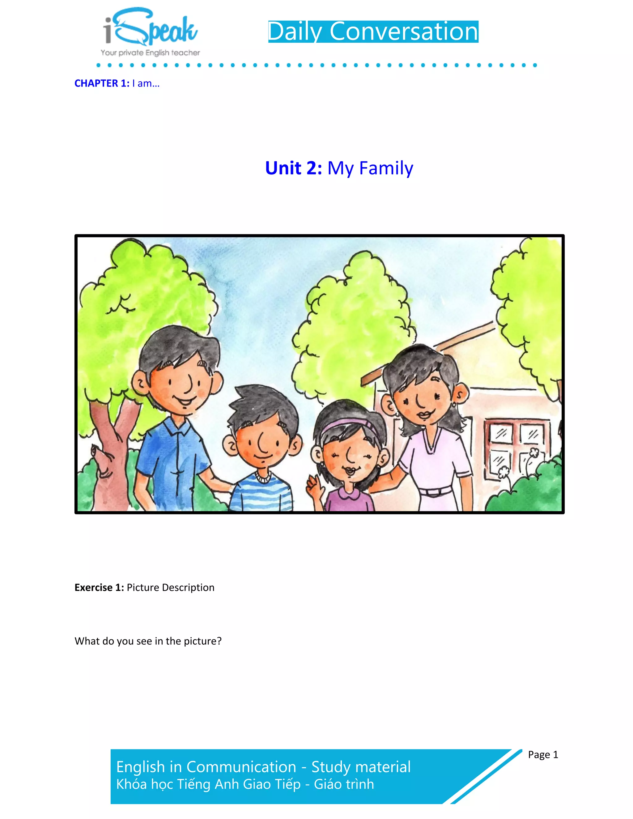 Chapter 1 unit 2. my family | PDF