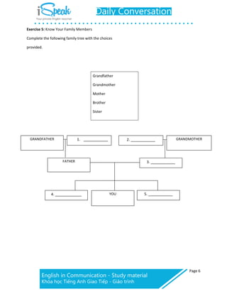 Chapter 1 unit 2. my family | PDF