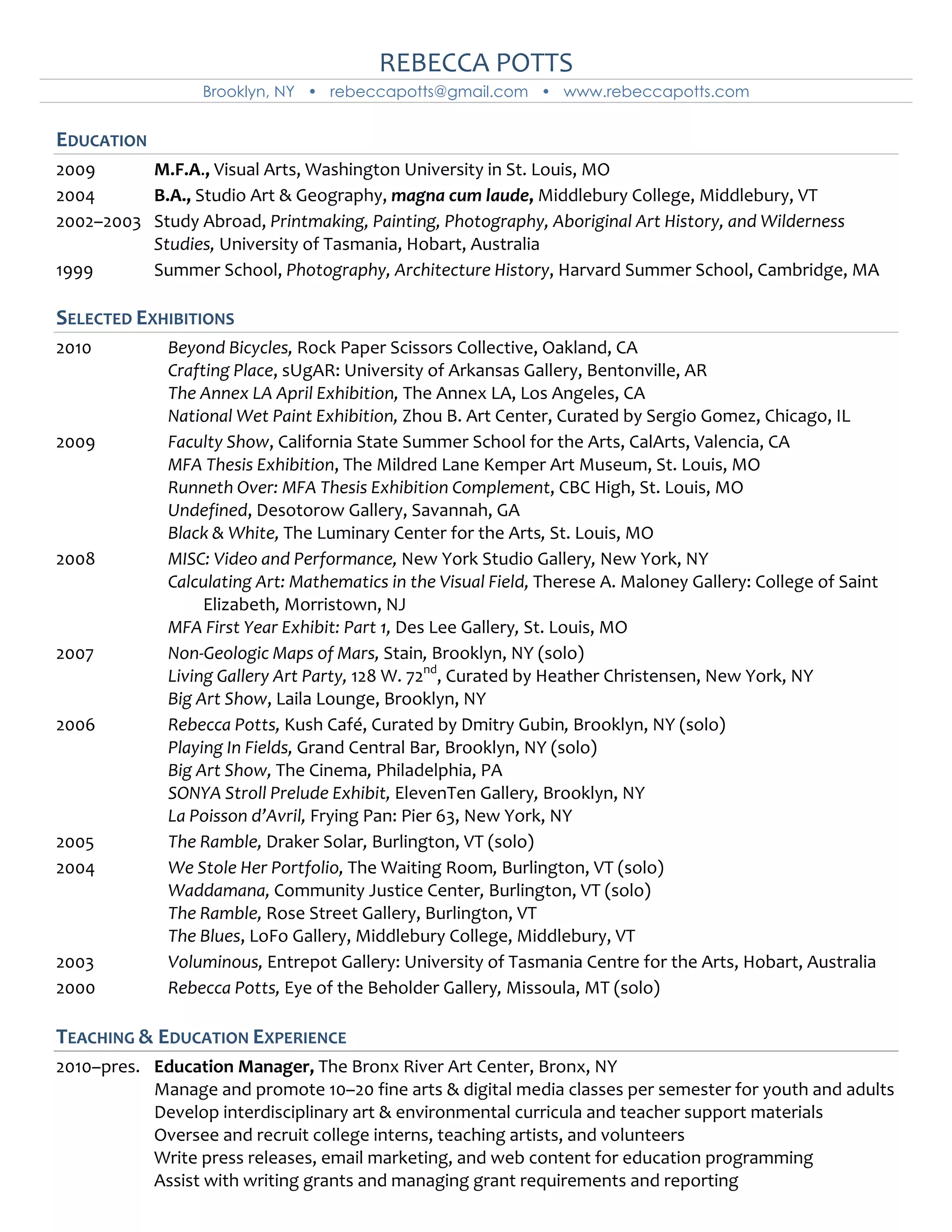 Rebecca Potts CV | PDF