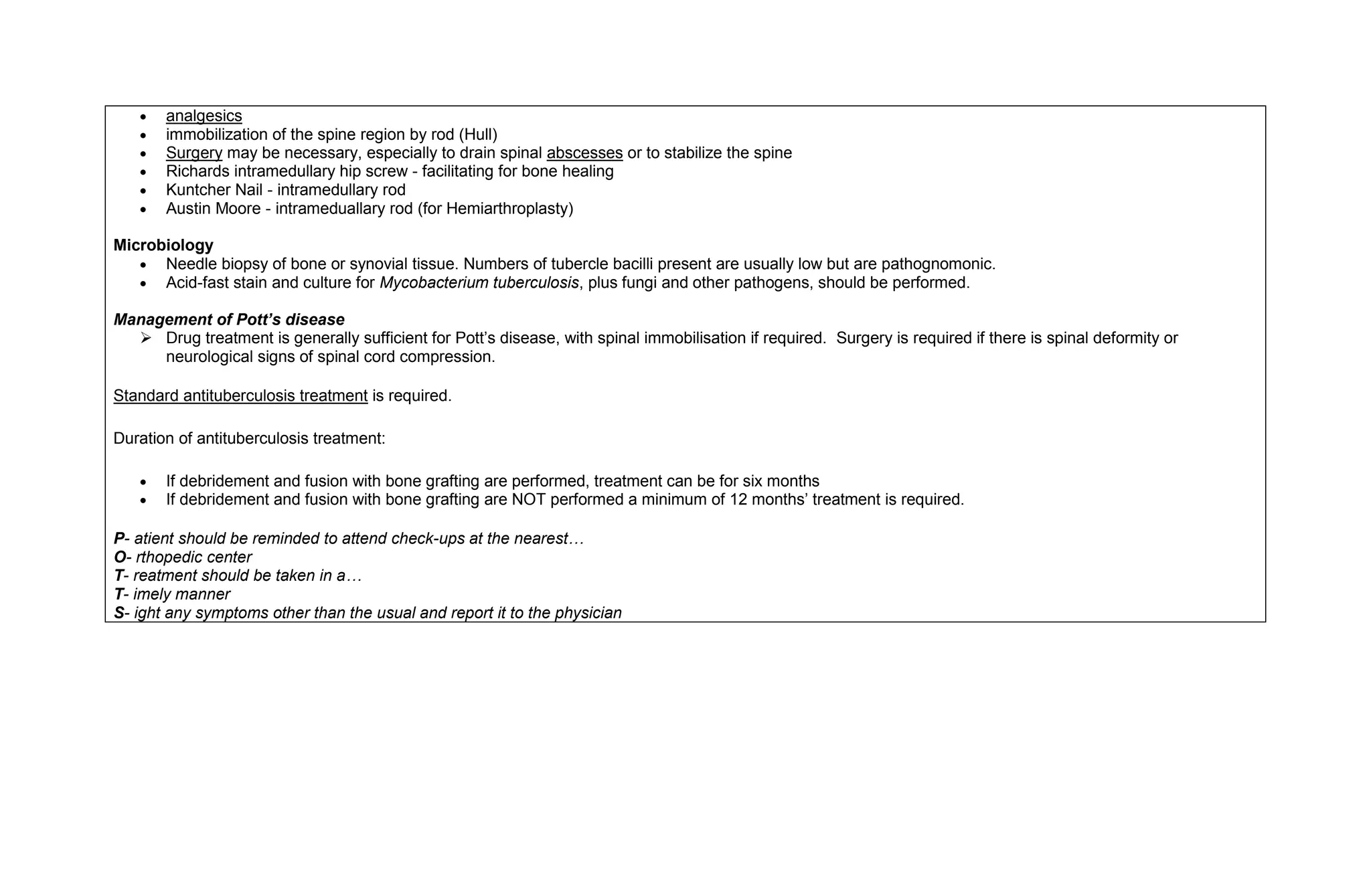 Pott's disease nursing, medical, surgical managements | PDF