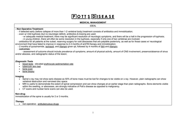 Pott's disease nursing, medical, surgical managements | PDF