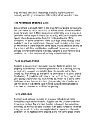 Potty training your puppy six great tips for easy house training | PDF